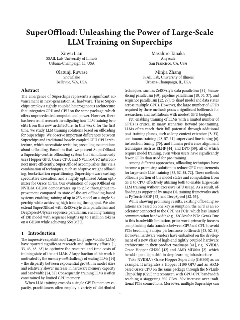 SuperOffload: Unleashing The Power of Large-Scale LLM Training On ...