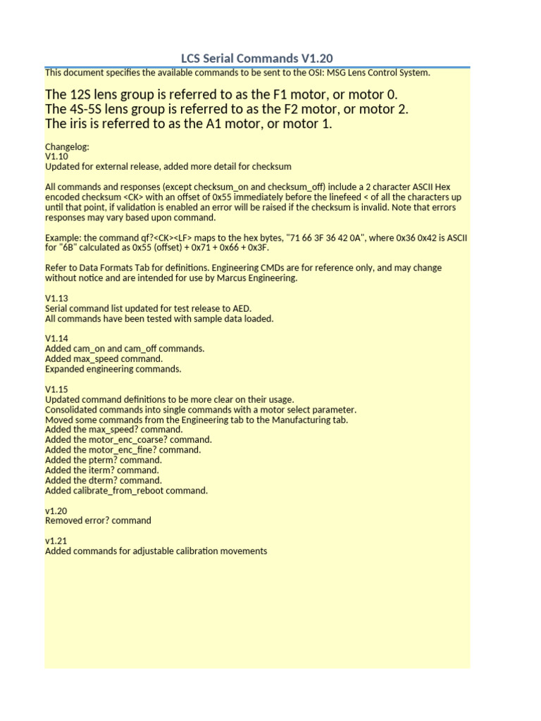 LCS Serial Commands v1.21 | PDF | Camera | Ascii