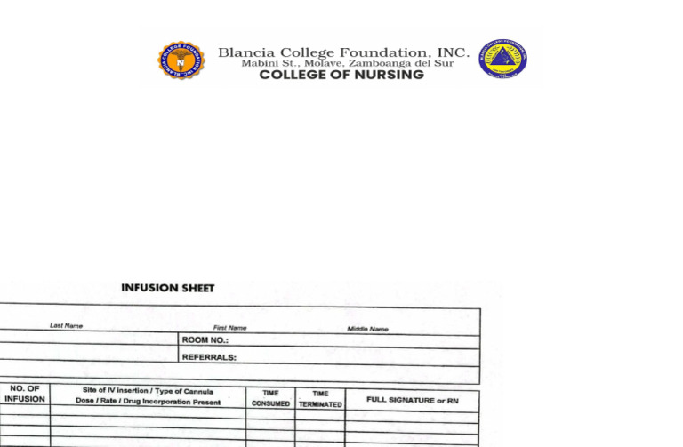 IV Infusion Sheet | PDF