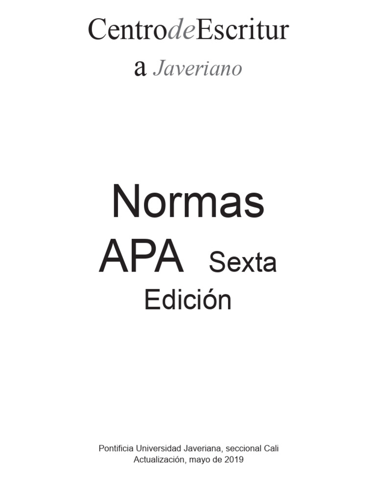 Normas Apa 6ta Ed. Javerianamayo - 2019 | PDF | Estilo apa | Bibliografía
