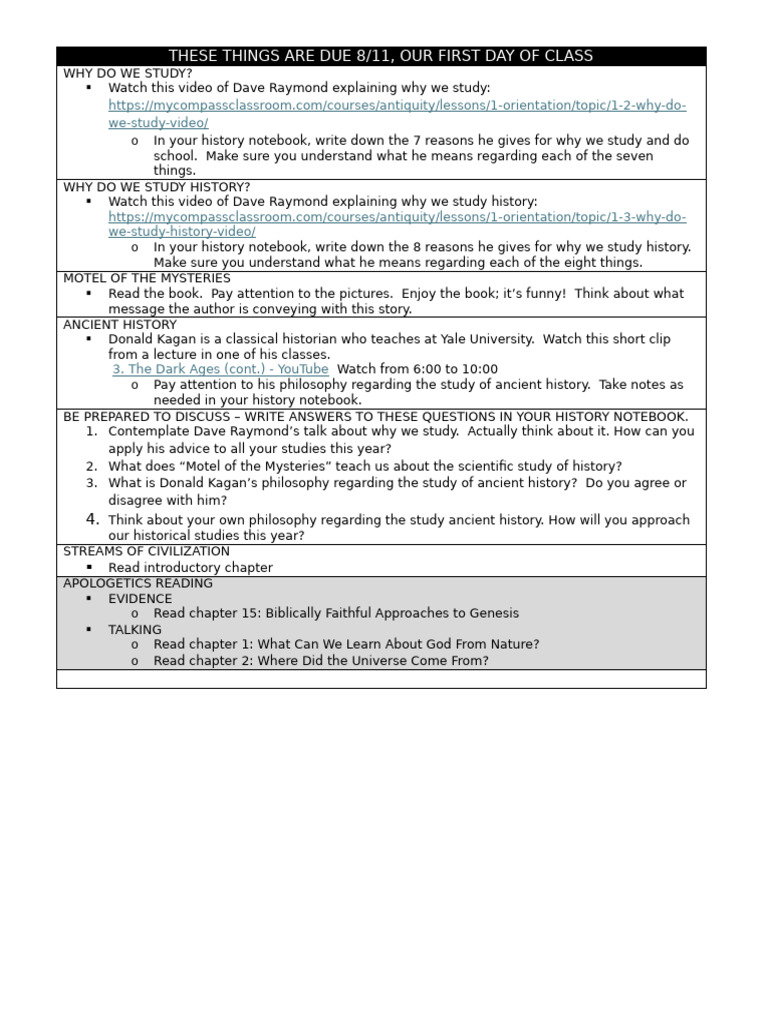 1st Semester History | PDF