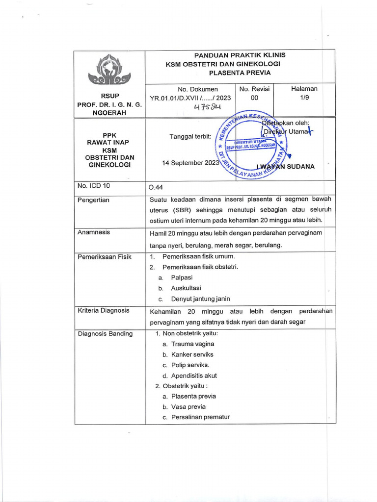 PPK Plasenta Previa | PDF