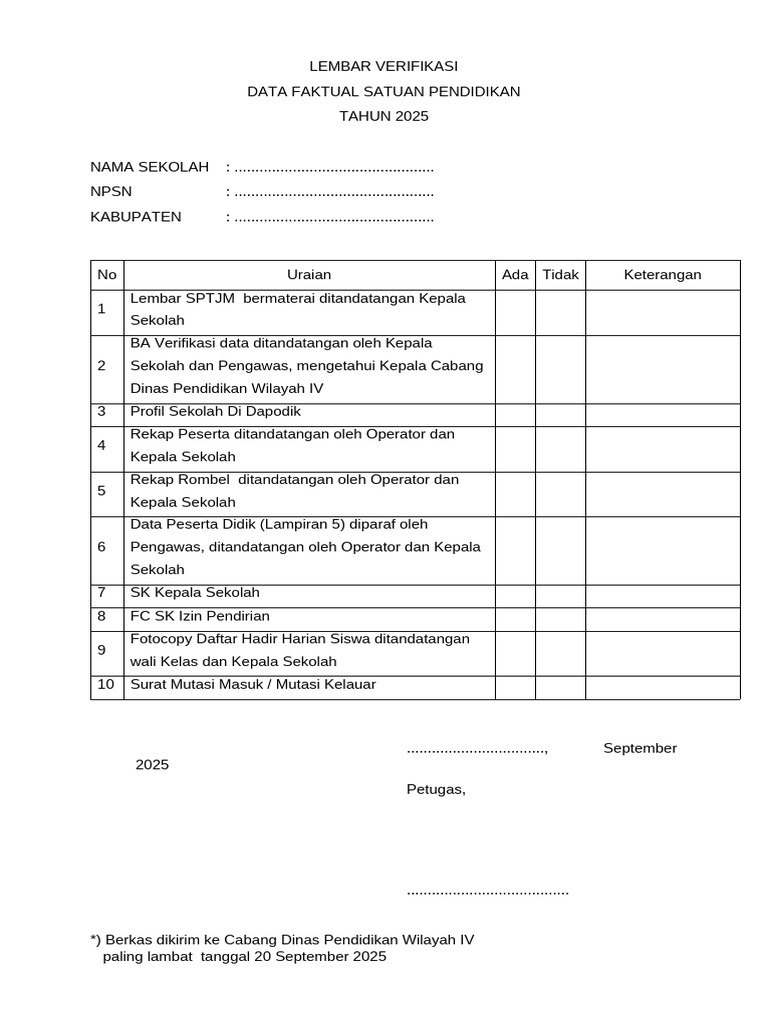 Lembar Verifikasi Data Faktual | PDF