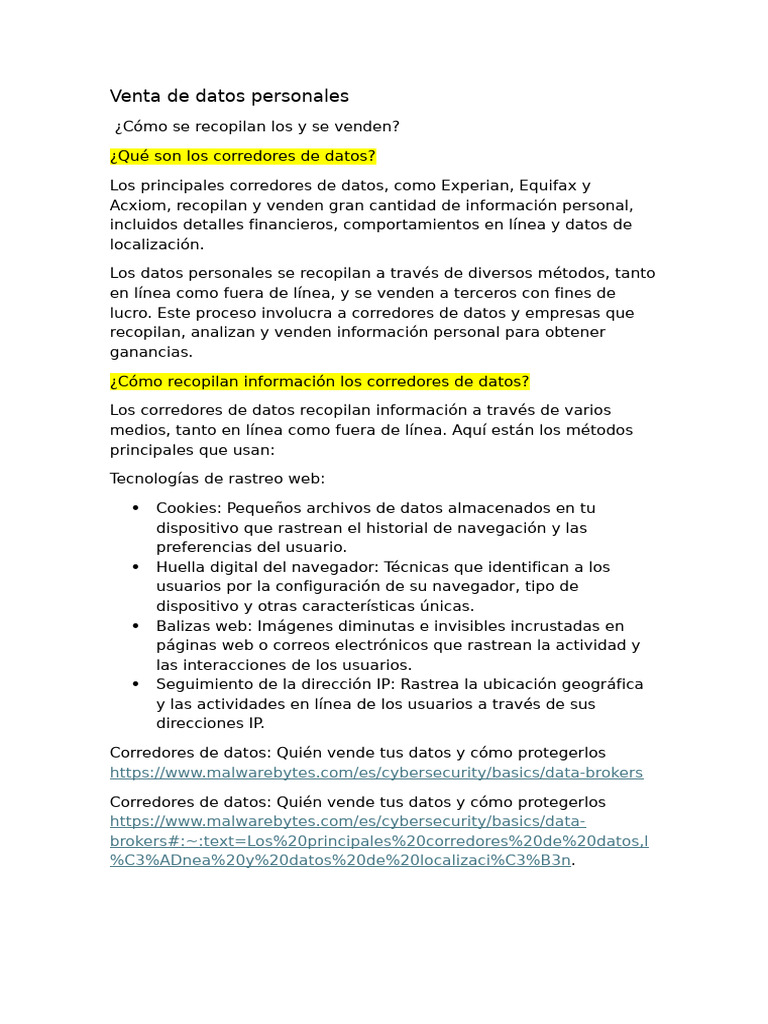 Venta de Datos Personales | PDF