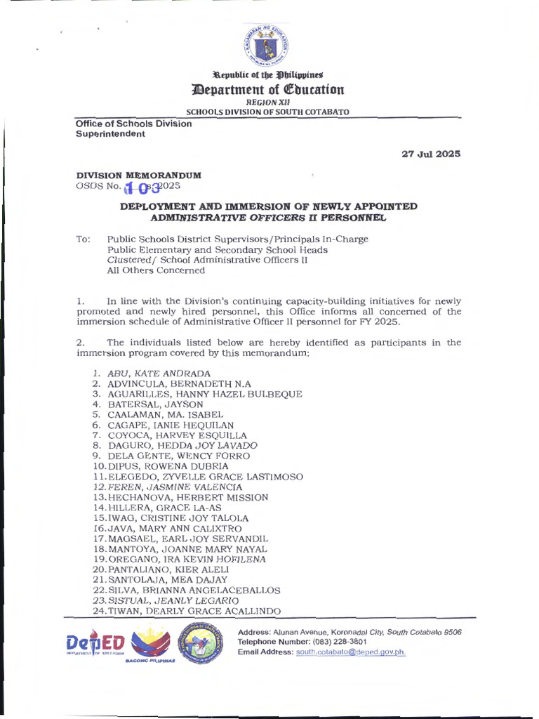 Immersion Schedule for New Admin Officers II | PDF | Chess Theory | Chess