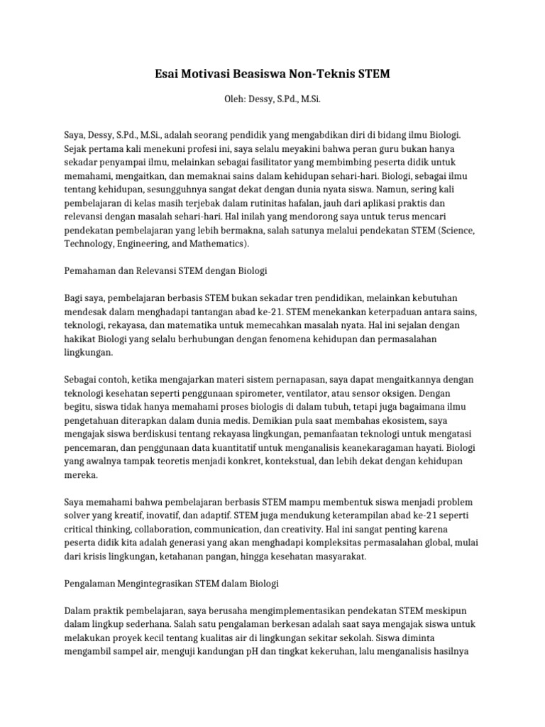 Esai Beasiswa STEM Dessy | PDF