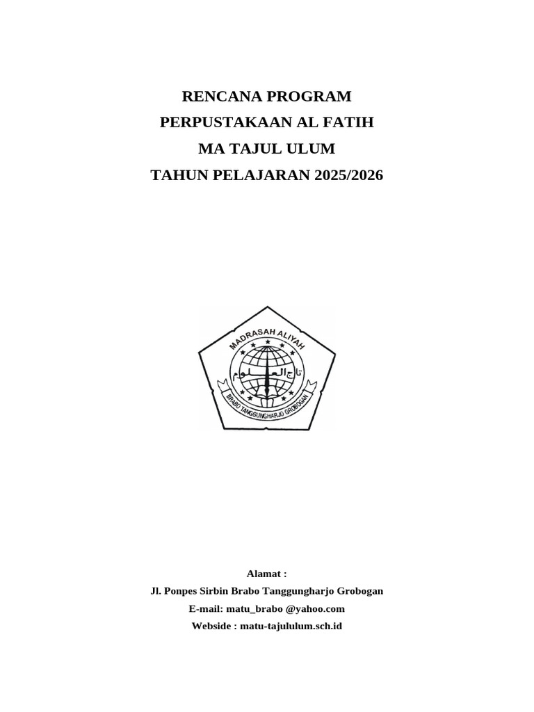 Rencana Program Perpustakaan MA Tajul Ulum | PDF