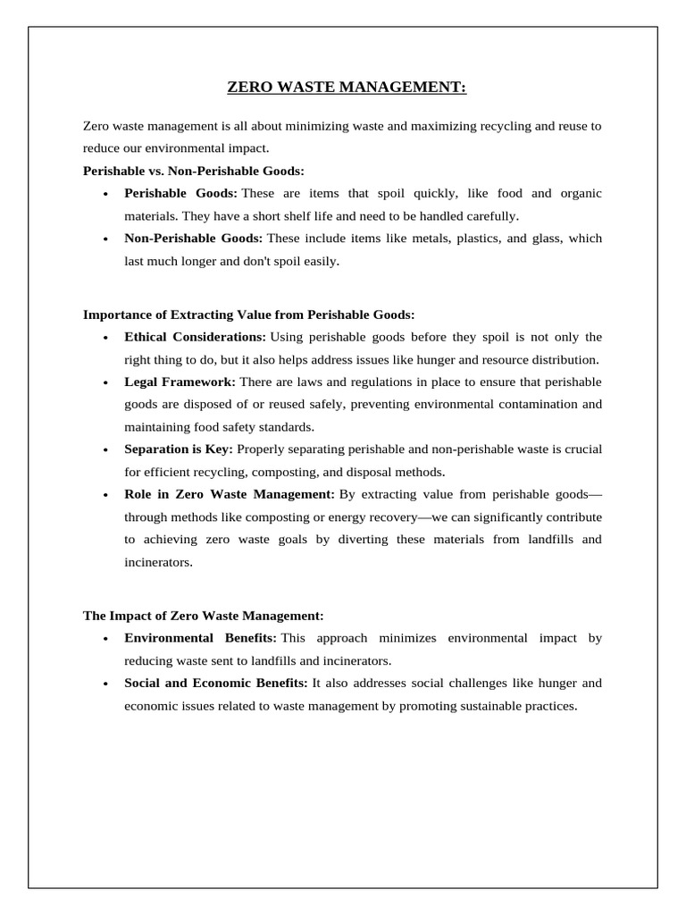 Zero Waste Management Strategies Explained | PDF | Waste Management ...