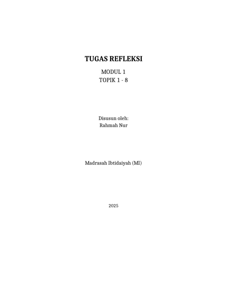 Tugas Refleksi Modul 1 Dengan Sampul | PDF