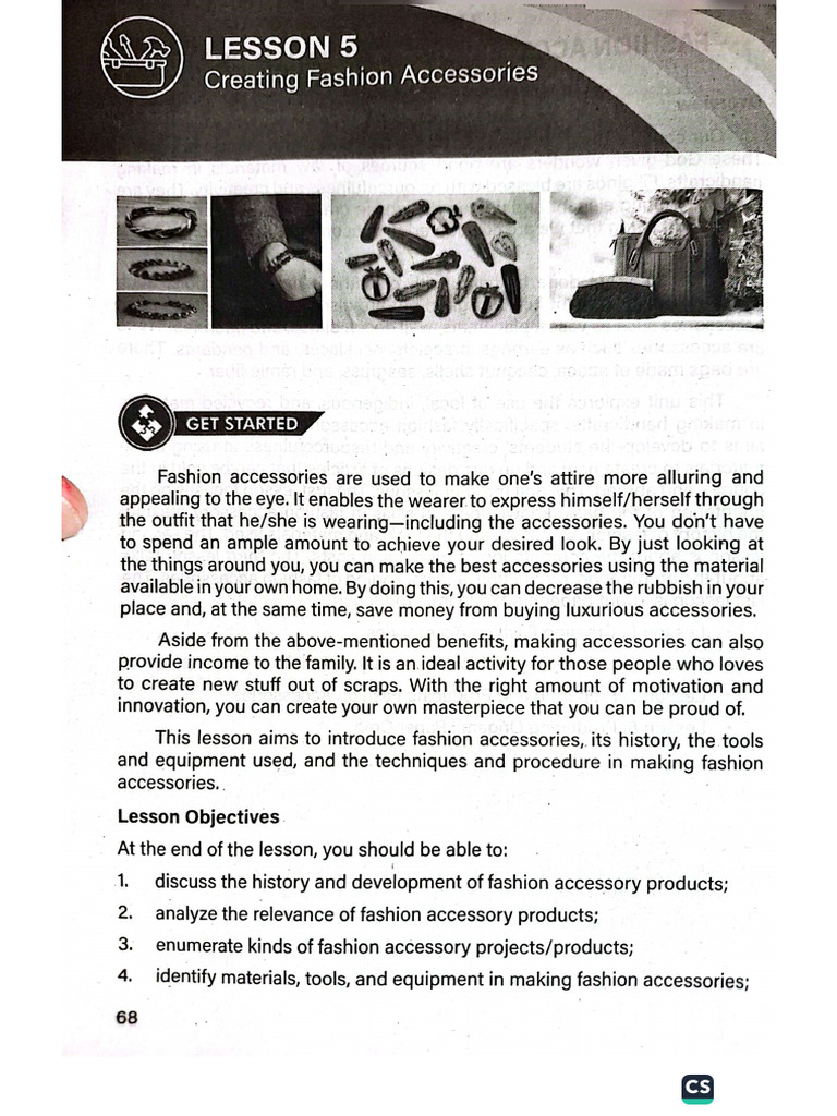 Lesson 1 Fashion Accessories | PDF