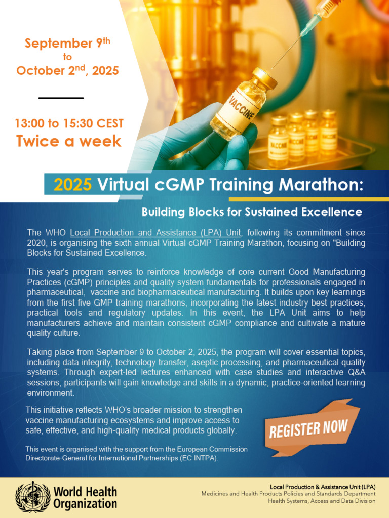 2025 Virtual CGMP Training Marathon For Vaccine Manufacturing - Flyer ...
