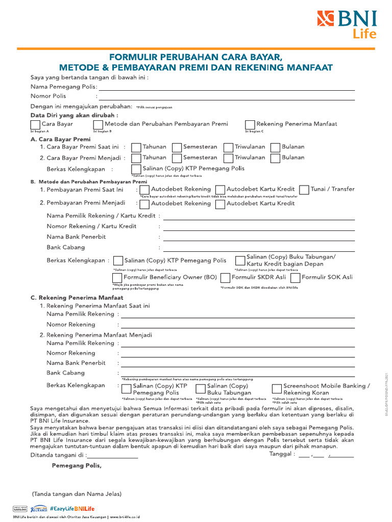 Form Perubahan Cara Bayar | PDF