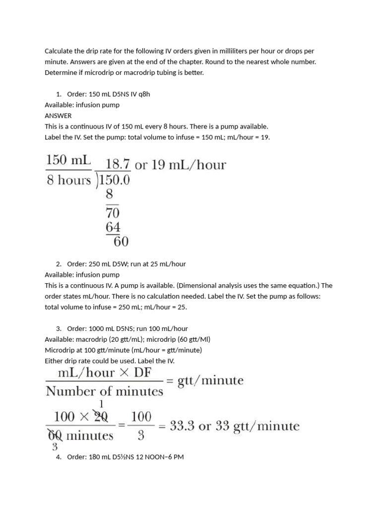 Calculation of Drip Rates | PDF