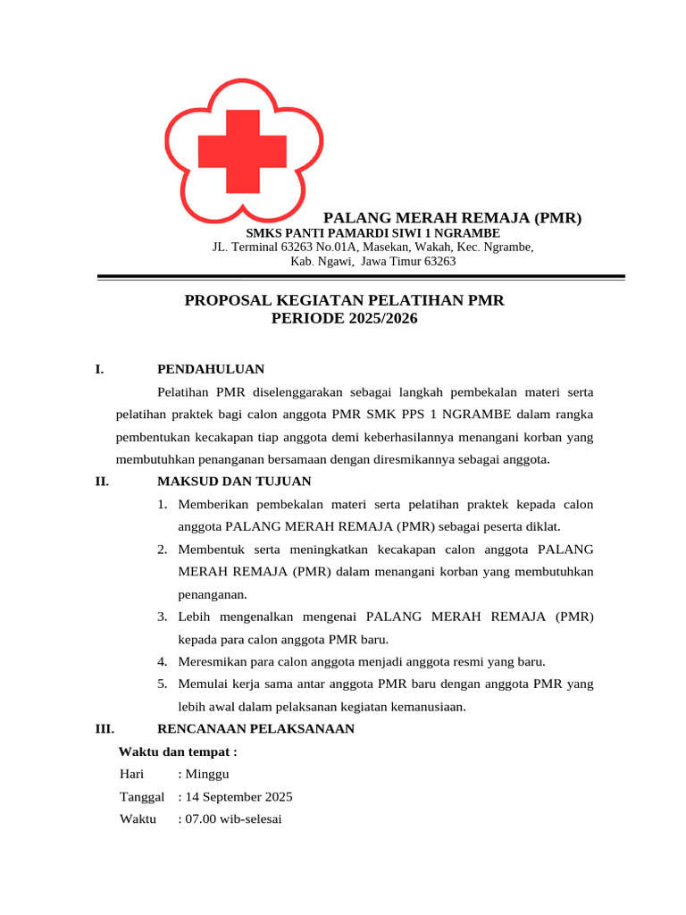 Proposal Kegiatan PMR 2025 | PDF