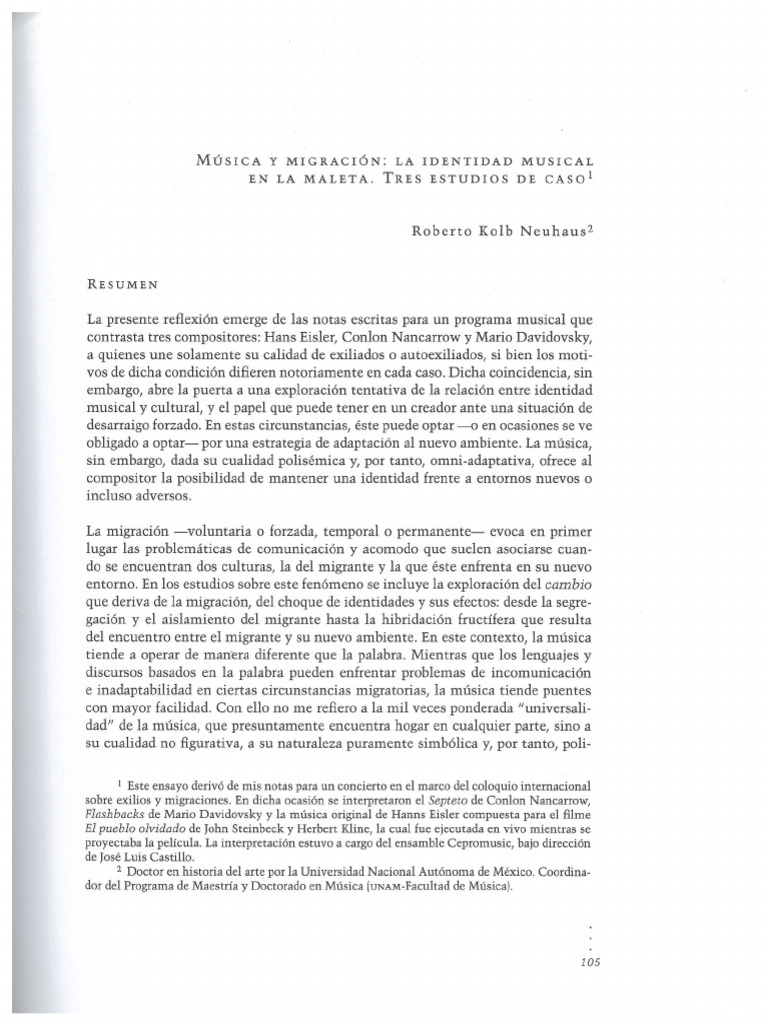 Musica y Migracion La Identidad Musical | PDF