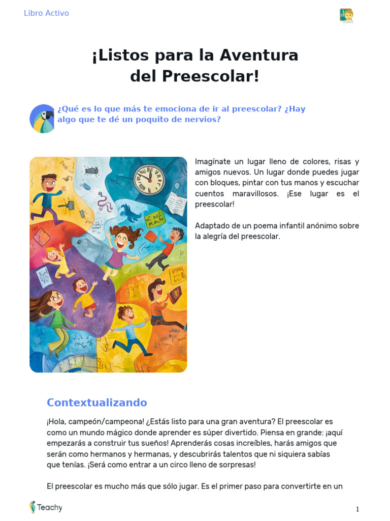 Mi Primer Día en El Preescolar | PDF | Educación de la primera infancia