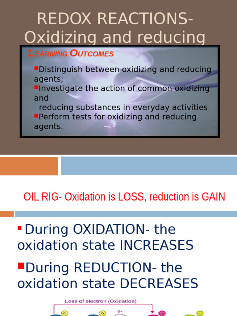 Understanding Redox Agents and Reactions | PDF | Redox | Oxidizing Agent