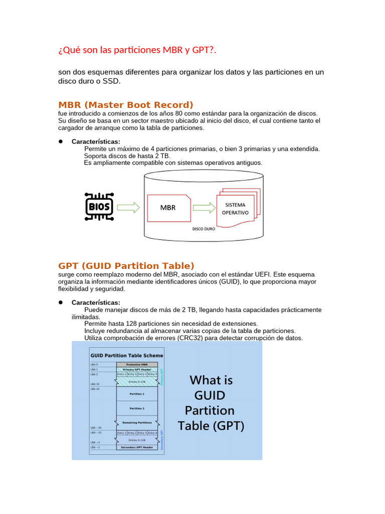 ¿Qué Son Las Particiones MBR y GPT | PDF