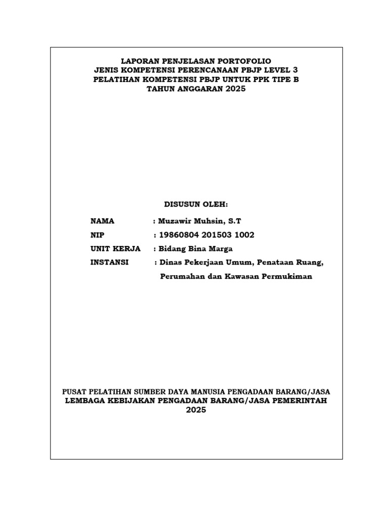 Laporan Portofolio 5W1H Pelatihan PPK Tipe B 2025 | PDF