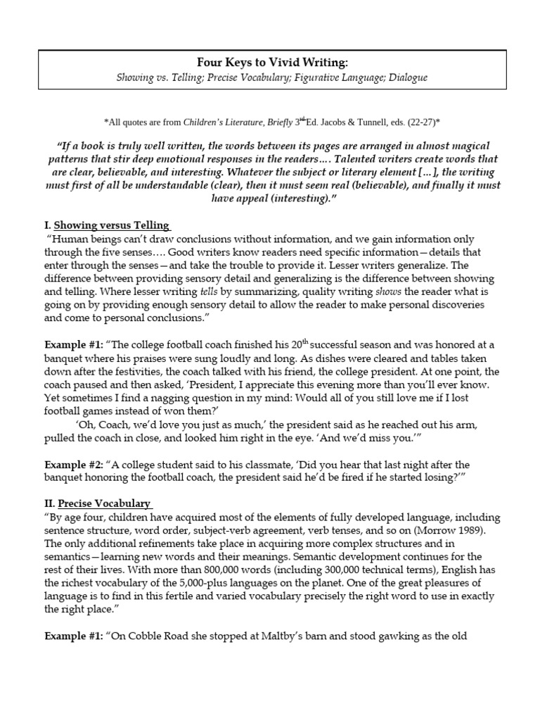 Four Keys to Vivid Writing Techniques | PDF | Linguistics