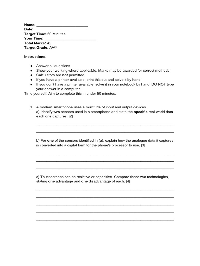 Chapter 3 Extensive Worksheet | PDF | Computer Data Storage | Touchscreen