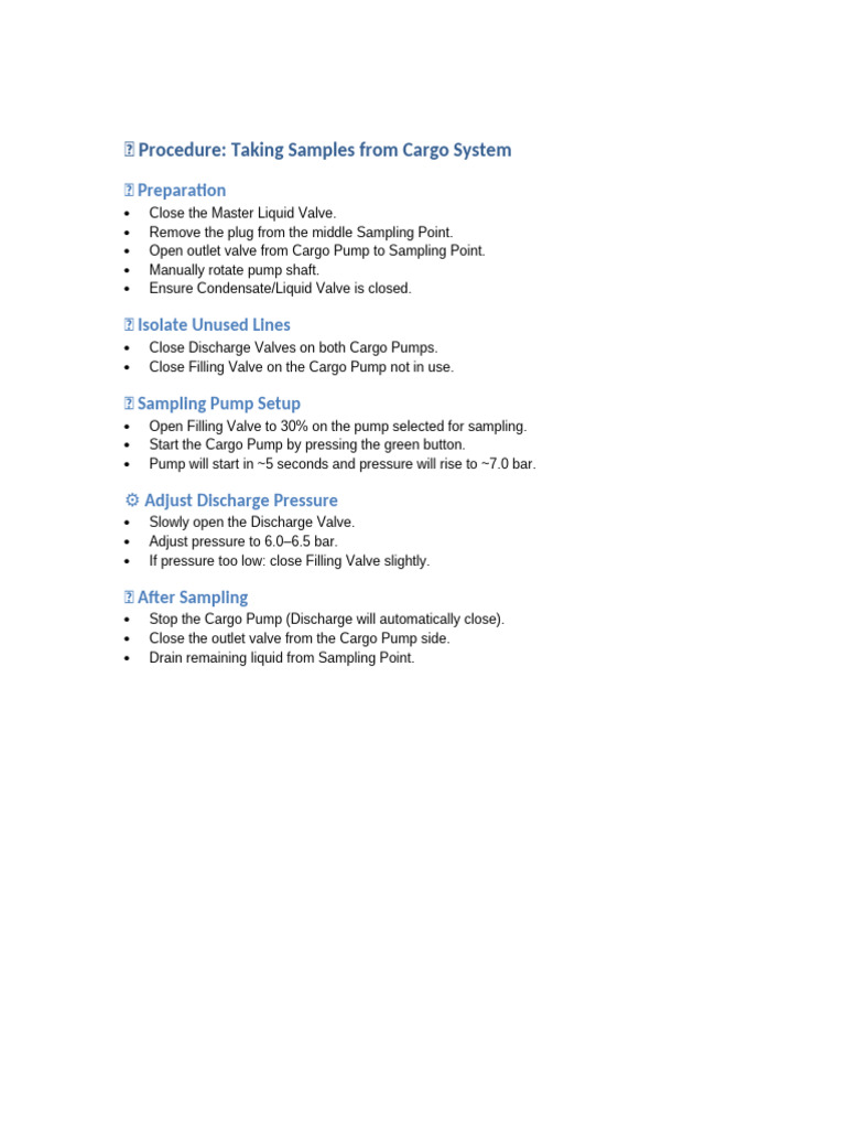 Taking Samples Cargo PocketCard | PDF