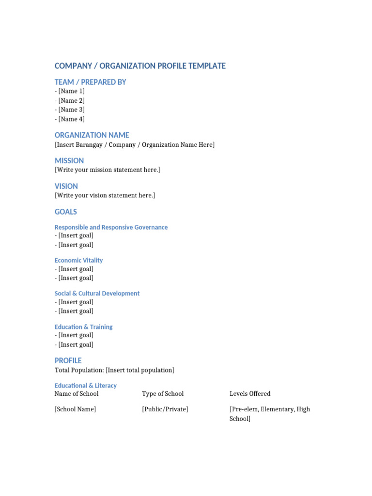 Organization Profile Template Guide | PDF