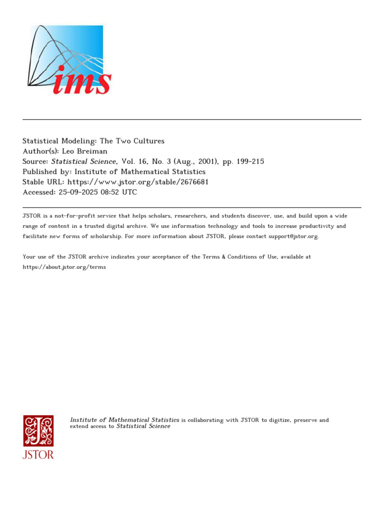 Breiman's Two Cultures in Statistics | PDF | Dependent And Independent ...