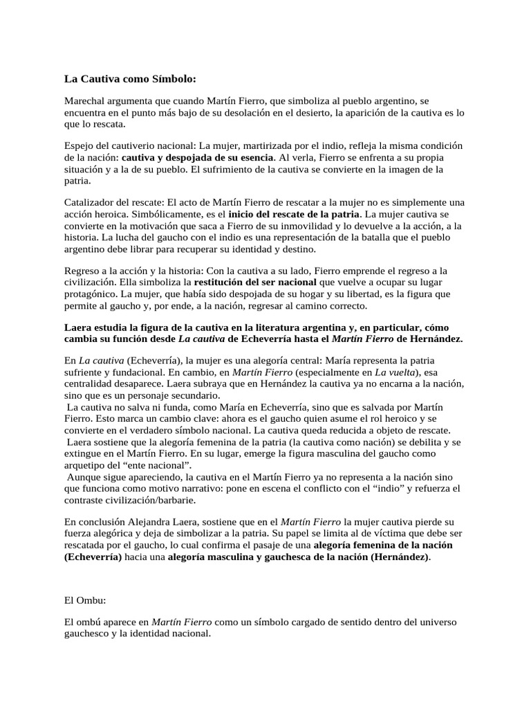 La Cautiva y el Gaucho en Martín Fierro | PDF