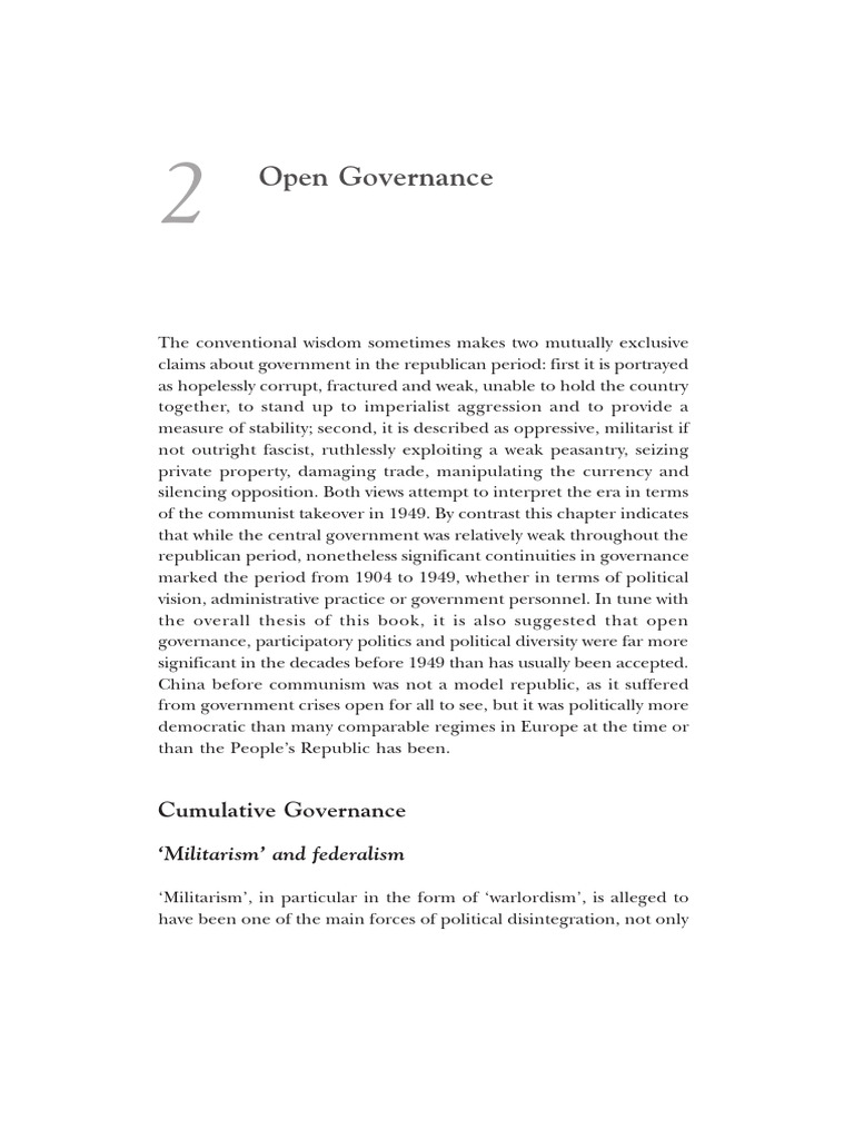 Governance in Republican China: Myths and Realities | PDF | Chiang Kai ...