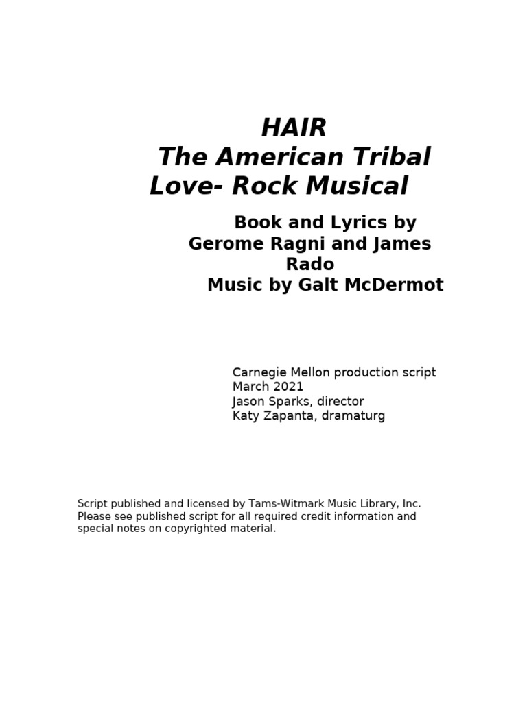 HAIR Annotated Script - (Final) | PDF