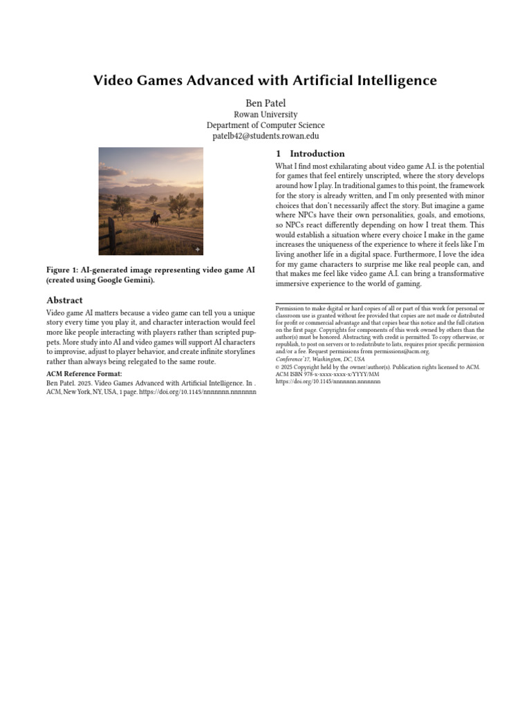 AI-Driven Video Game Experiences | PDF