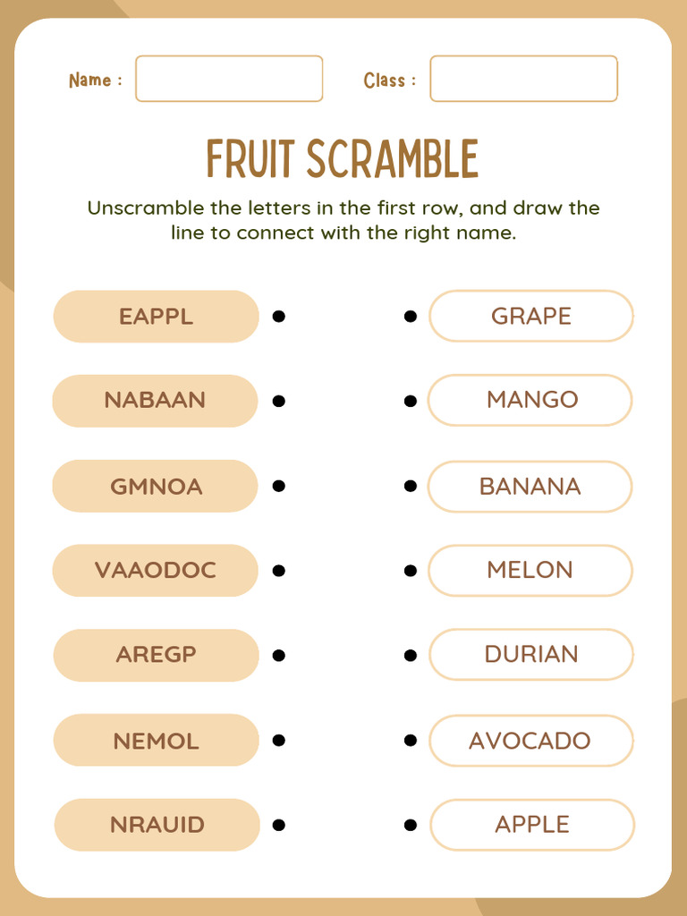 Fruit Scramble Worksheet | PDF