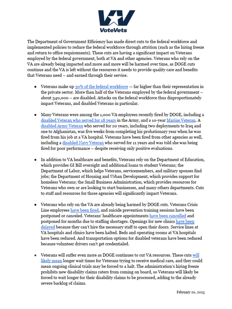 Impact of Federal Workforce Cuts on Veterans | PDF | United States ...