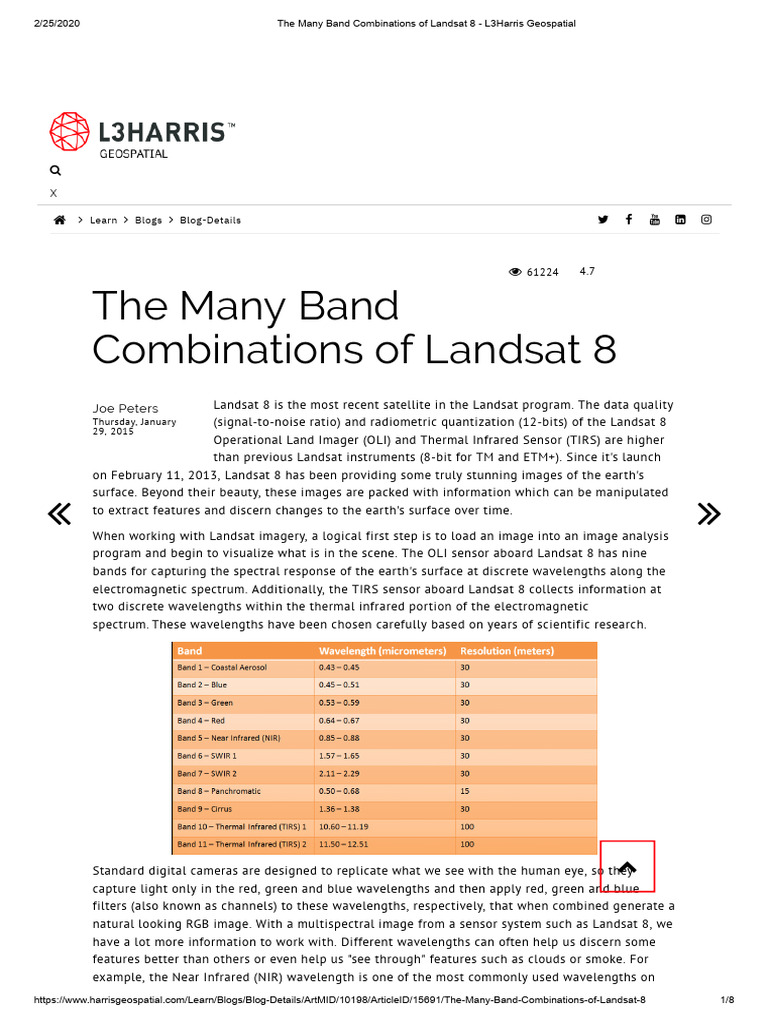 Landsat 8 Band Combinations Explained | PDF | Imaging