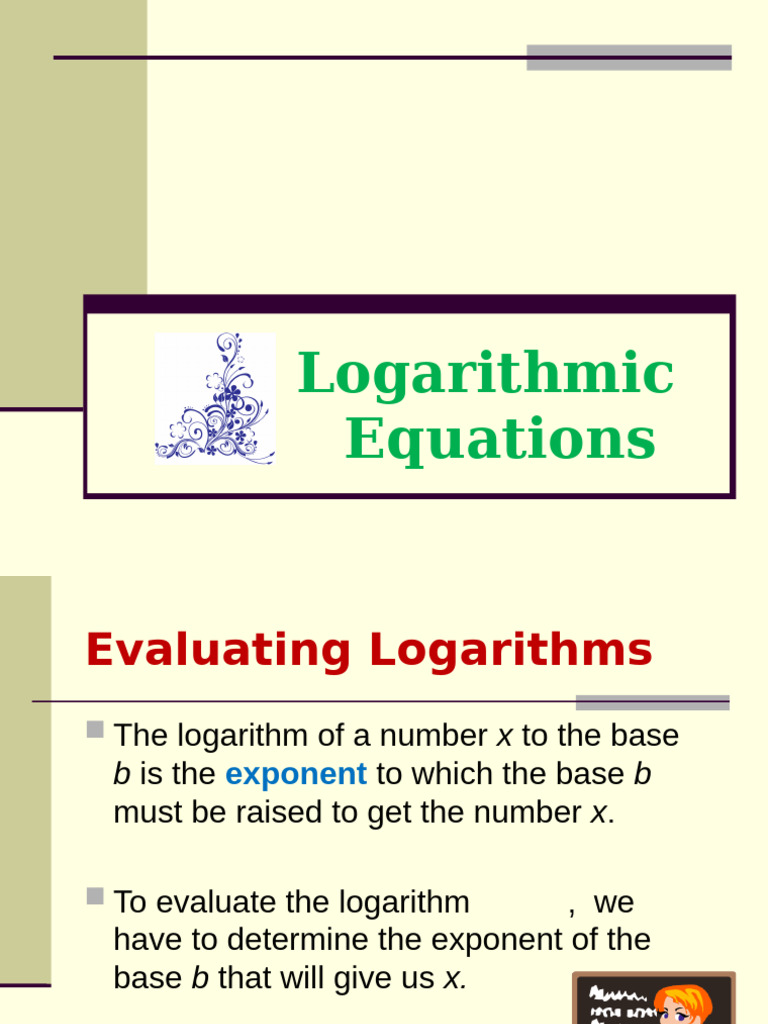 Evaluating Logarithmic Equations | PDF