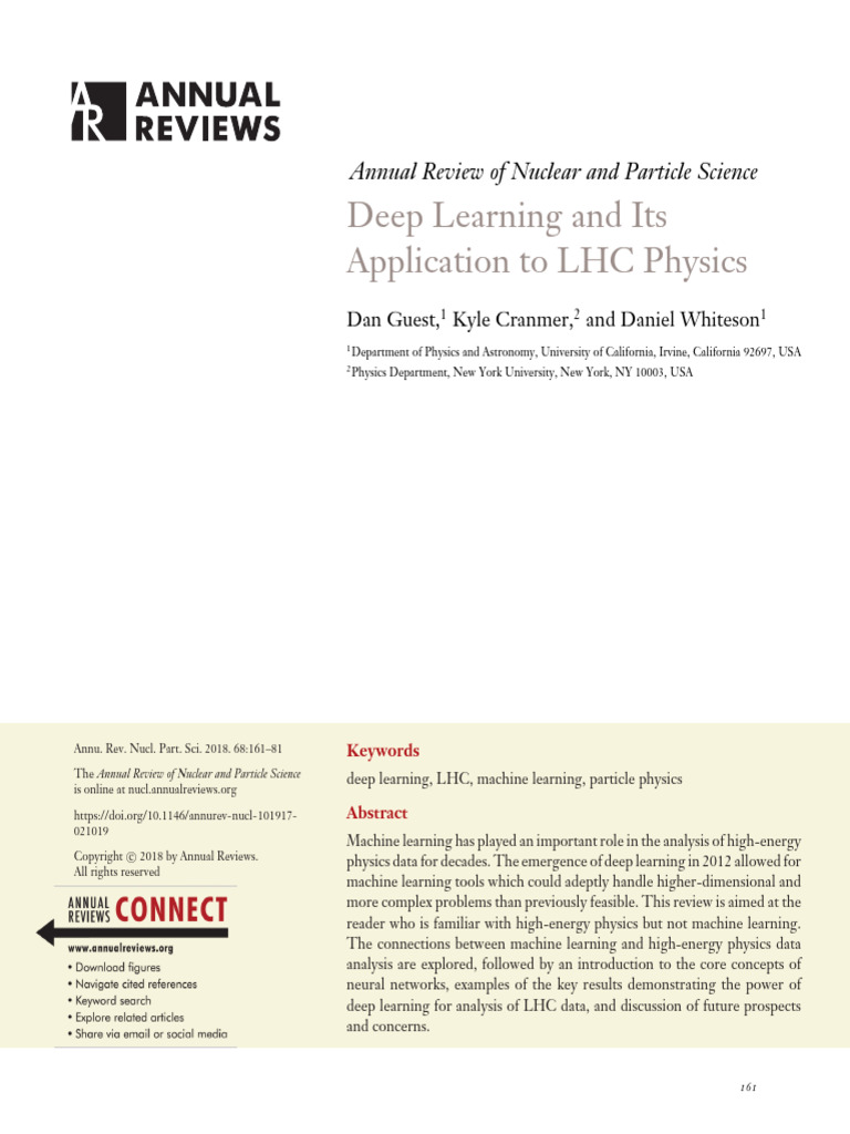 Guest Et Al 2018 Deep Learning and Its Application To LHC Physics | PDF ...