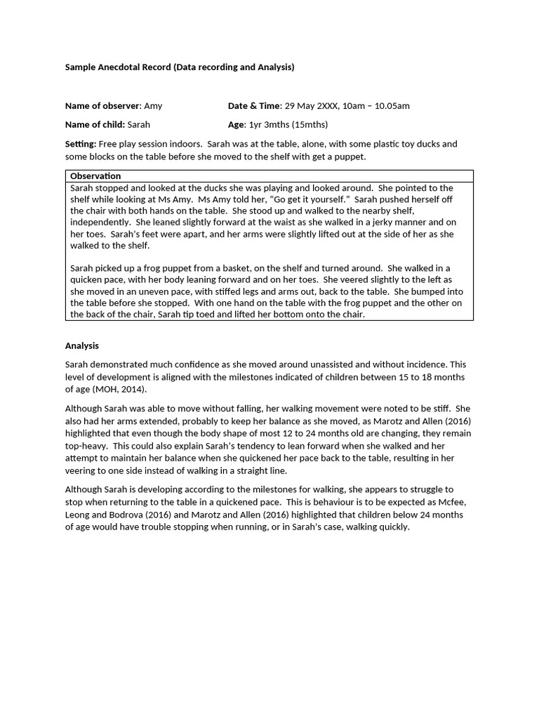 Sample Anecdotal Record | PDF