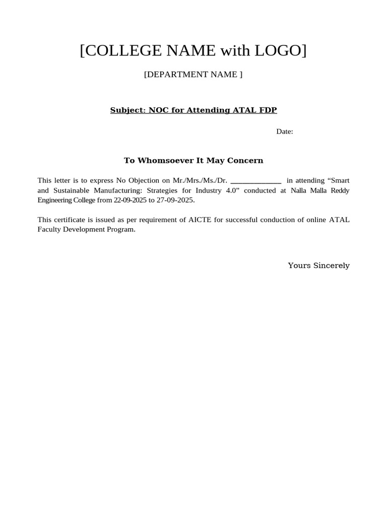 NOC - Atal Online FDP | PDF