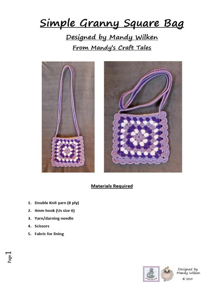 Free Simple Granny Square Bag Pattern | PDF | Crochet | Crafts