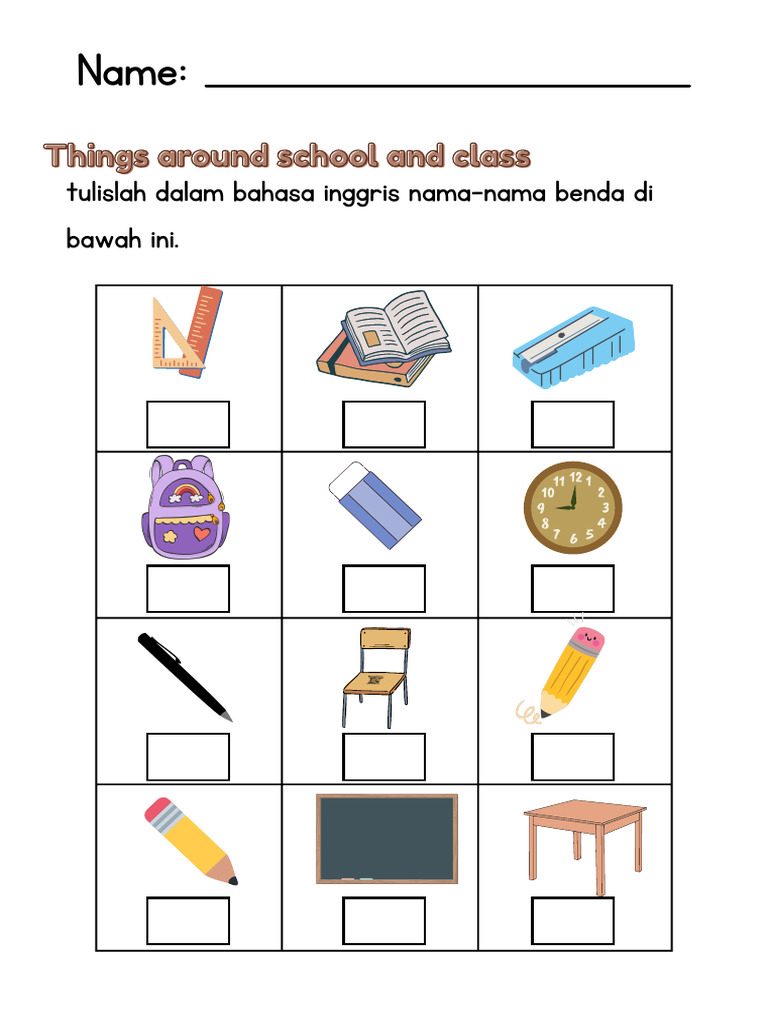 Worksheet Things Around School and Class | PDF