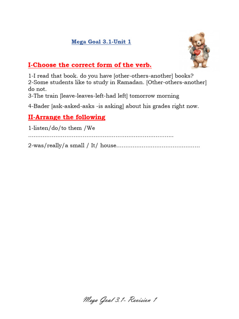 Verb Forms and Sentence Structure Exercises | PDF