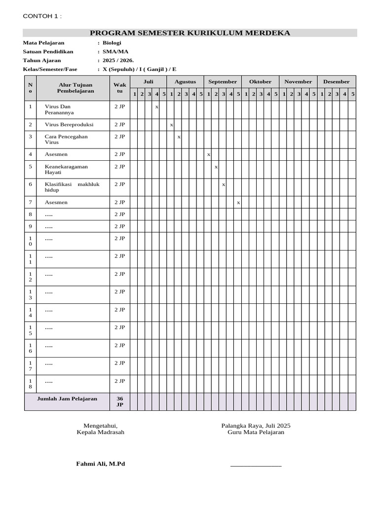 Contoh Program Guru Mapel 2025.2026.docx | PDF