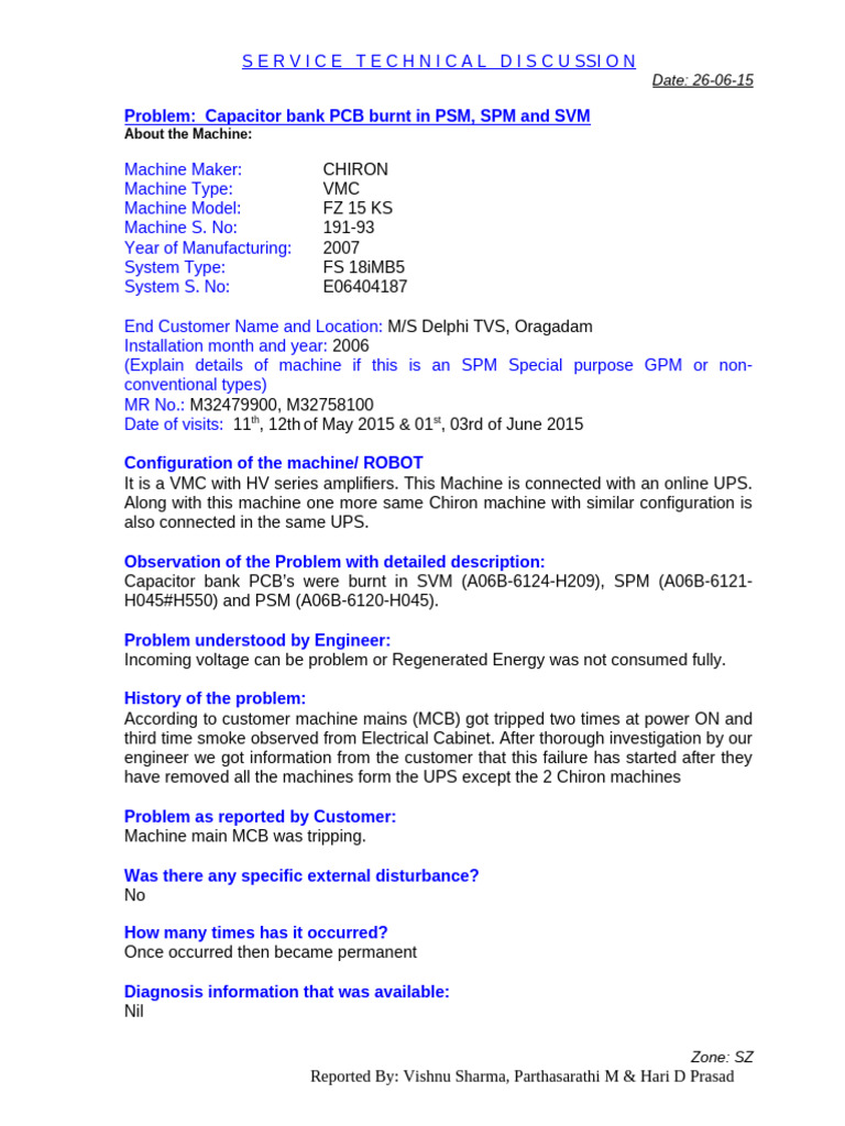 STD - 2015 - CNC - Capacitor Bank PCB Burnt in HV Series Drives in ...