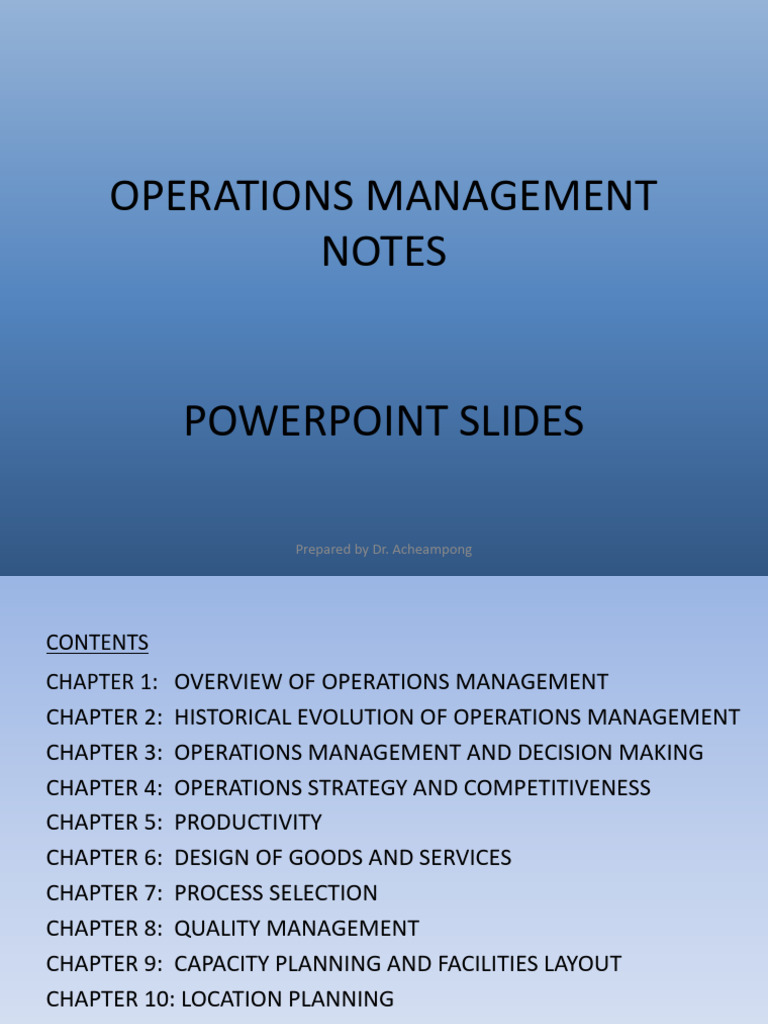 Operations Management - Powerpoint... | PDF | Logistics | Reliability Engineering