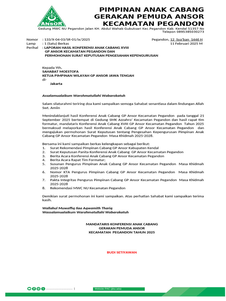 Contoh Surat Permohonan SK | PDF