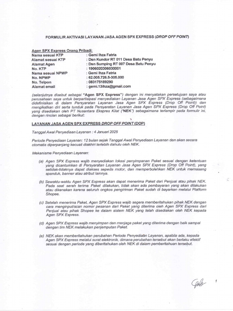 NEW KOM300 (Clean 121124) Surat Perjanjian Ketentuan Layanan Agen SPX ...