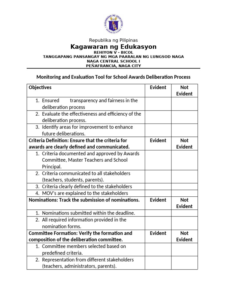 Deliberation Process Evaluation Tool | PDF | Evaluation