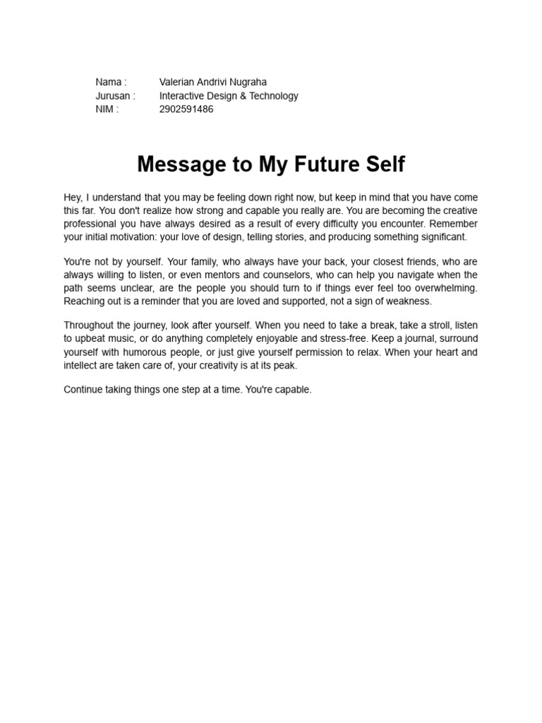 Message to My Future Self: Encouragement | PDF