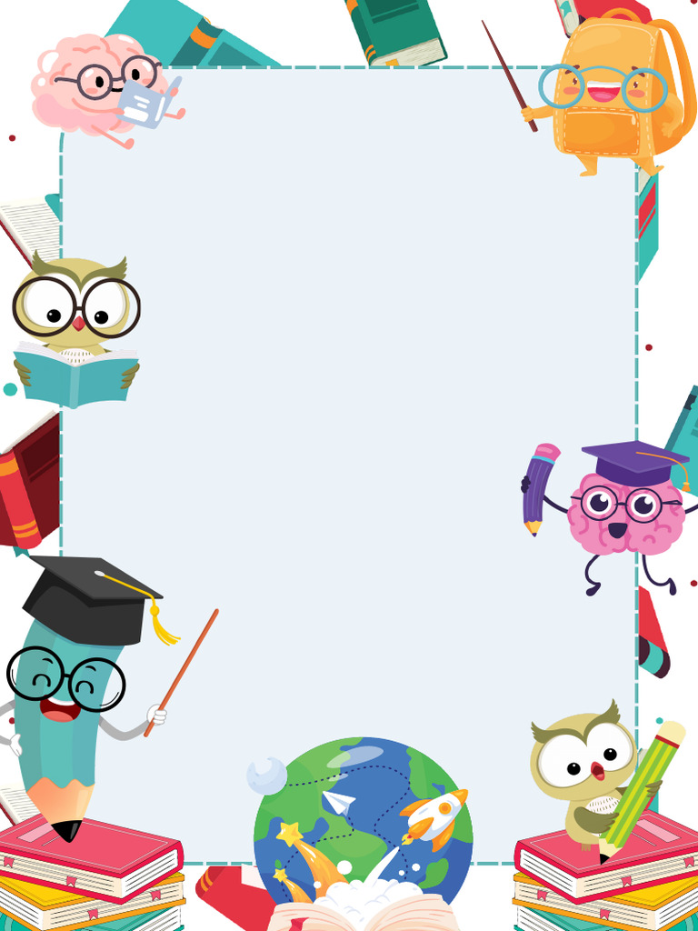 Blue and White Playful School Background A4 Document | PDF